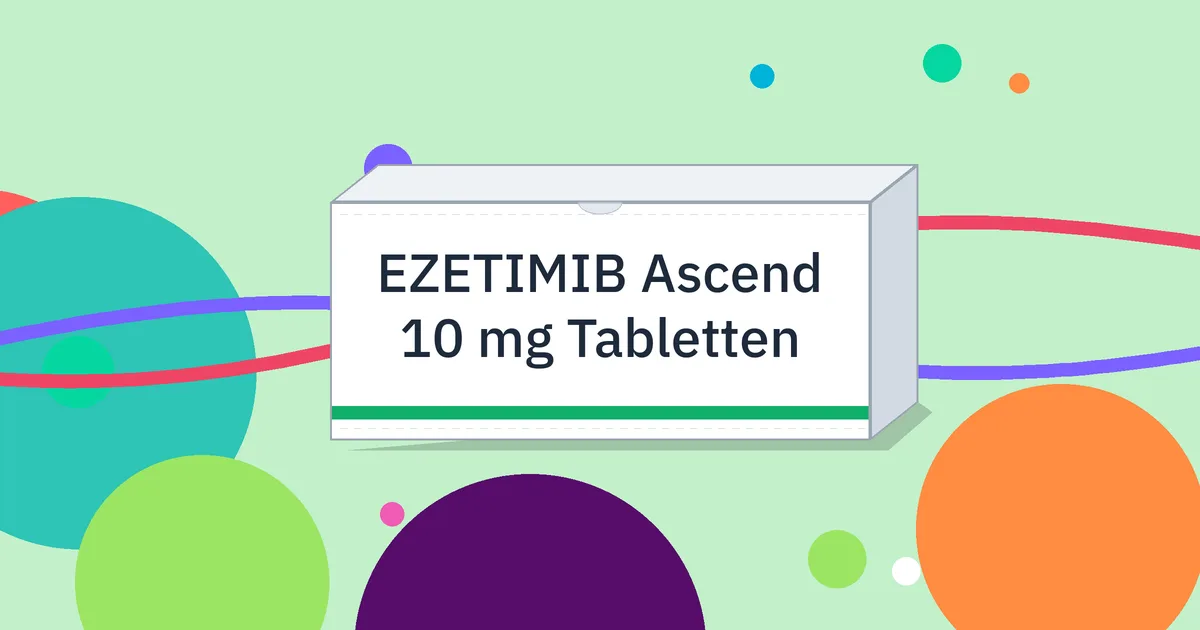 Symbolbild: Packung mit der Aufschrift EZETIMIB Ascend 10 mg Tabletten (PZN 16127085) – Verfügbarkeit und Bezug in Apotheken in Frankfurt am Main