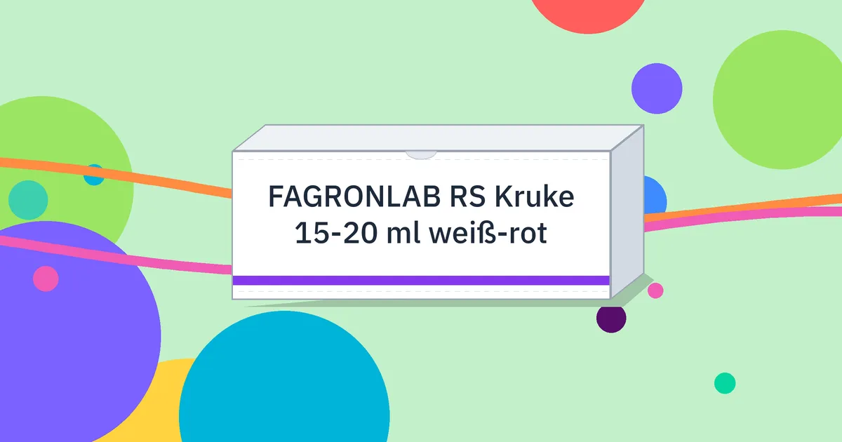 Symbolbild: Packung mit der Aufschrift FAGRONLAB RS Kruke 15-20 ml weiß-rot (PZN 20362202) – Verfügbarkeit und Bezug in Apotheken in Frankfurt am Main