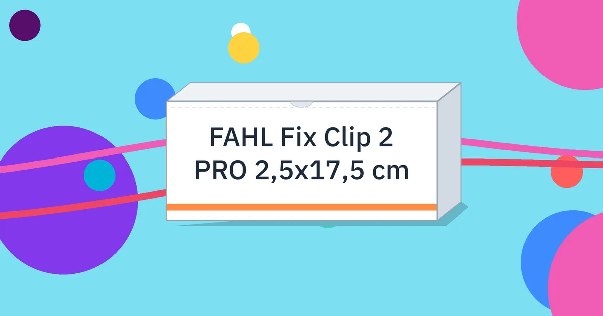 Symbolbild: Packung mit der Aufschrift FAHL Fix Clip 2 PRO 2,5x17,5 cm (PZN 19428189) – Verfügbarkeit und Bezug in Apotheken in Frankfurt am Main