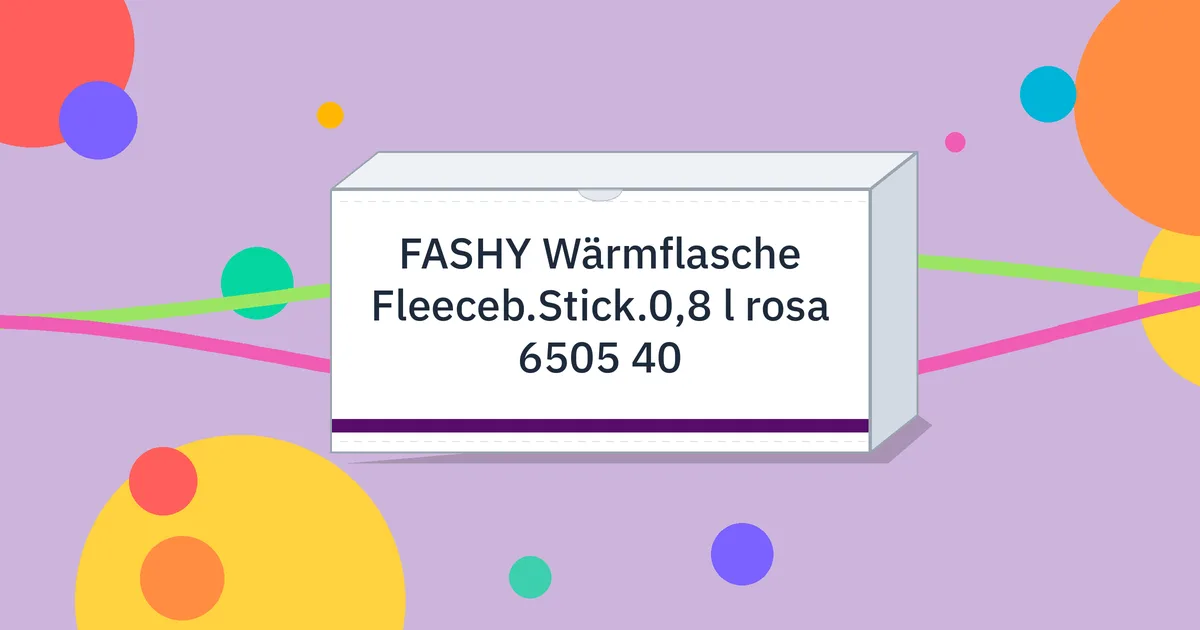 Symbolbild: Packung mit der Aufschrift FASHY Wärmflasche Fleeceb.Stick.0,8 l rosa 6505 40 (PZN 16579166) – Verfügbarkeit und Bezug in Apotheken in Frankfurt am Main