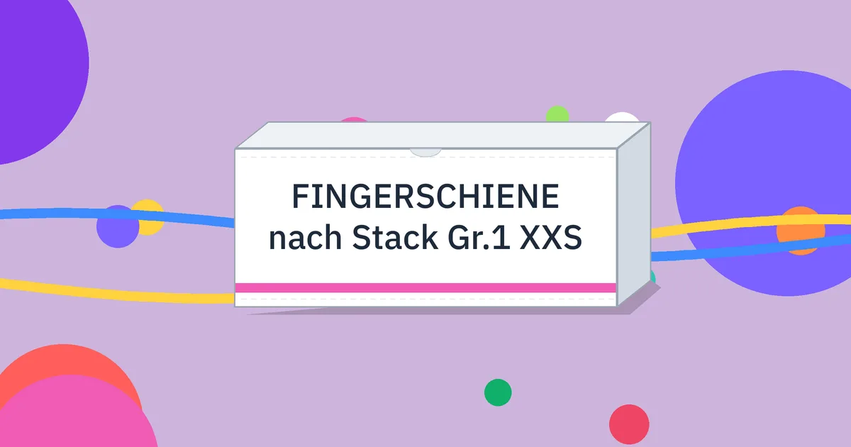 Symbolbild: Packung mit der Aufschrift FINGERSCHIENE nach Stack Gr.1 XXS (PZN 10197400) – Verfügbarkeit und Bezug in Apotheken in Frankfurt am Main