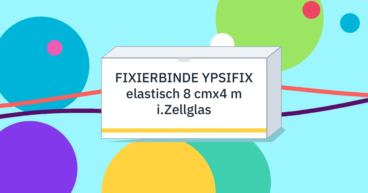 Symbolbild: Packung mit der Aufschrift FIXIERBINDE YPSIFIX elastisch 8 cmx4 m i.Zellglas (PZN 02768455) – Verfügbarkeit und Bezug in Apotheken in Frankfurt am Main