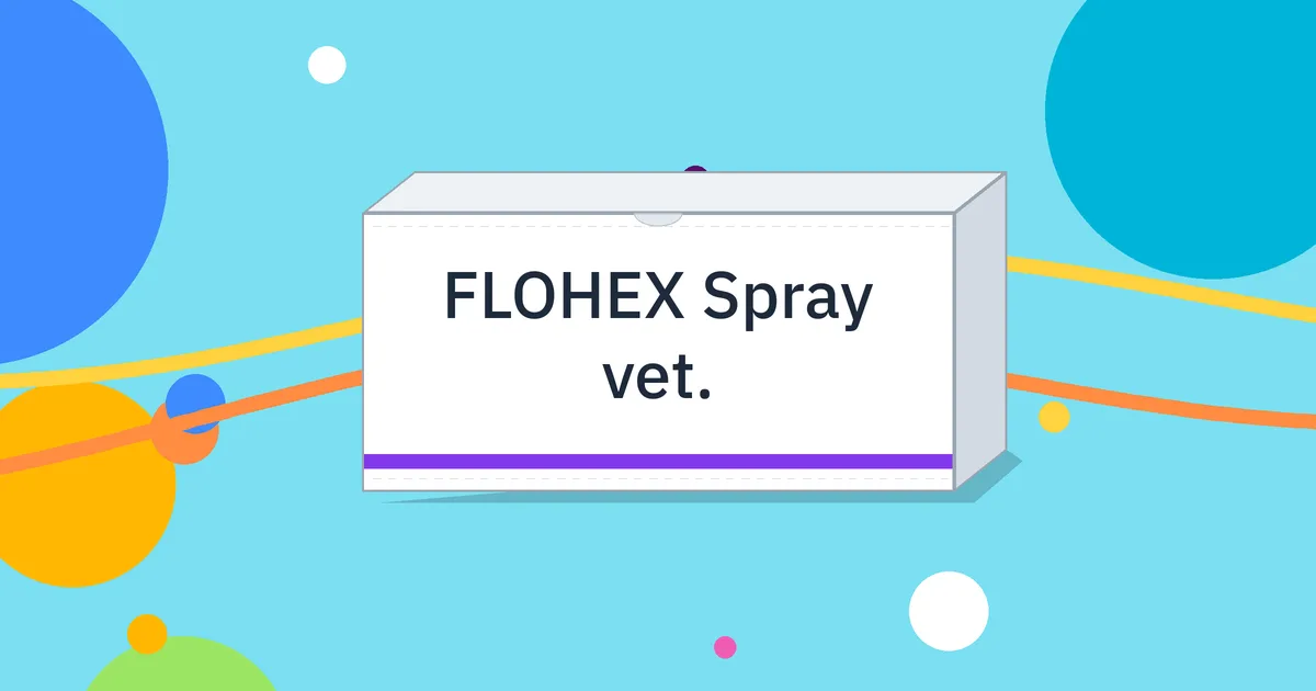 Symbolbild: Packung mit der Aufschrift FLOHEX Spray vet. (PZN 13582328) – Verfügbarkeit und Bezug in Apotheken in Frankfurt am Main