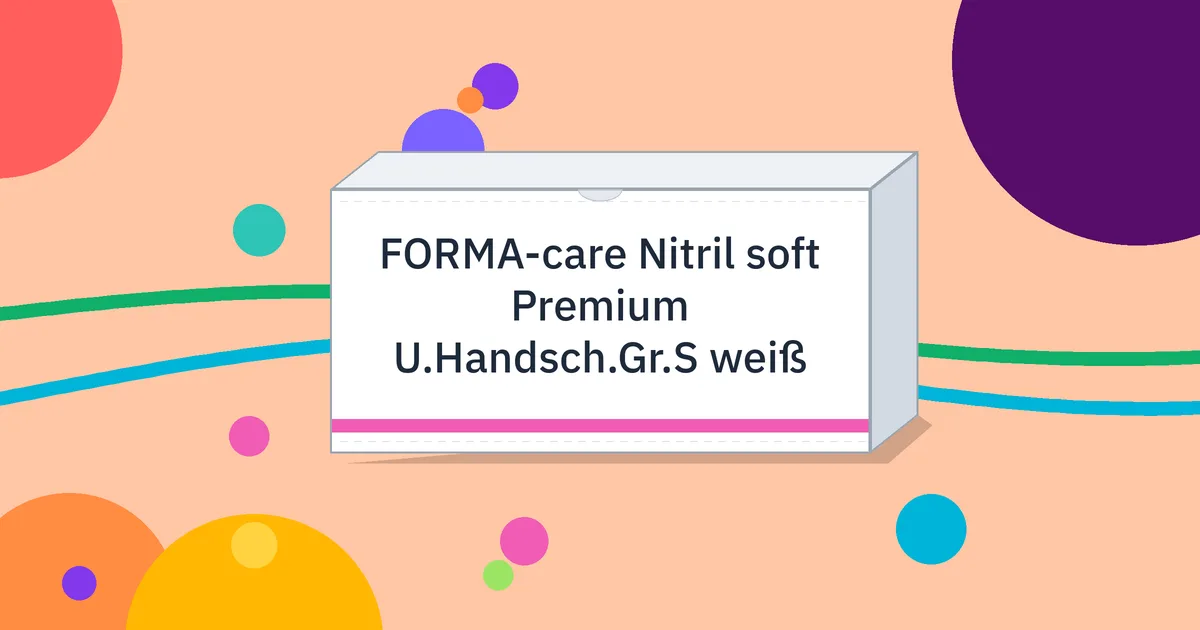 Symbolbild: Packung mit der Aufschrift FORMA-care Nitril soft Premium U.Handsch.Gr.S weiß (PZN 11000612) – Verfügbarkeit und Bezug in Apotheken in Frankfurt am Main