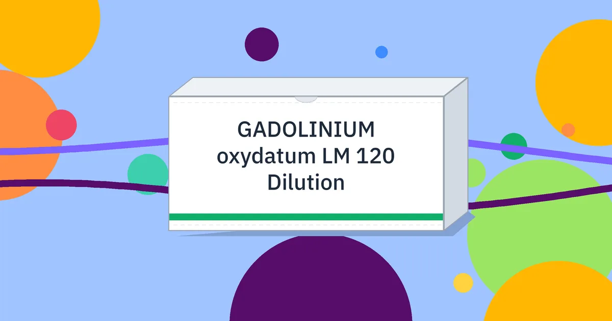 Symbolbild: Packung mit der Aufschrift GADOLINIUM oxydatum LM 120 Dilution (PZN 13494653) – Verfügbarkeit und Bezug in Apotheken in Frankfurt am Main