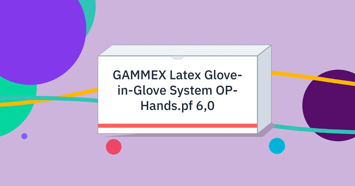 Symbolbild: Packung mit der Aufschrift GAMMEX Latex Glove-in-Glove System OP-Hands.pf 6,0 (PZN 18685369) – Verfügbarkeit und Bezug in Apotheken in Frankfurt am Main