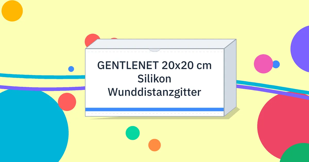 Symbolbild: Packung mit der Aufschrift GENTLENET 20x20 cm Silikon Wunddistanzgitter (PZN 19721305) – Verfügbarkeit und Bezug in Apotheken in Frankfurt am Main
