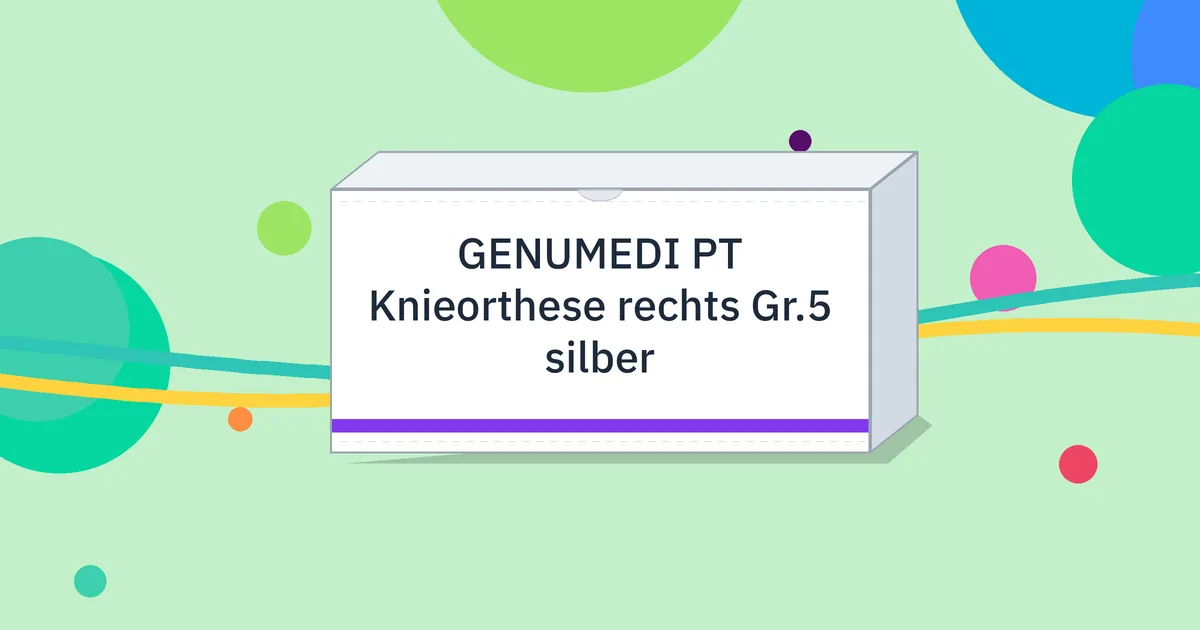 Symbolbild: Packung mit der Aufschrift GENUMEDI PT Knieorthese rechts Gr.5 silber (PZN 03648888) – Verfügbarkeit und Bezug in Apotheken in Frankfurt am Main