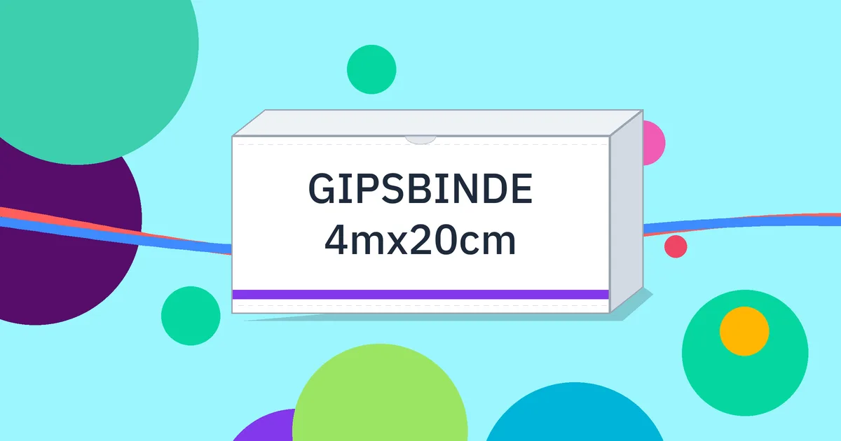 Symbolbild: Packung mit der Aufschrift GIPSBINDE 4mx20cm (PZN 01721339) – Verfügbarkeit und Bezug in Apotheken in Frankfurt am Main
