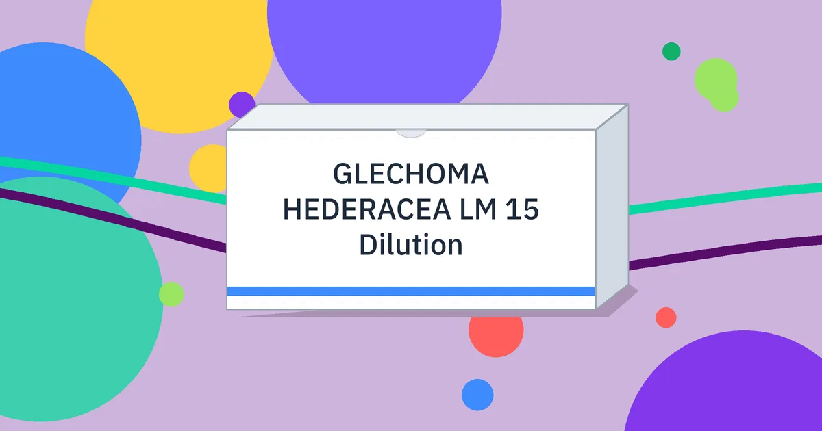Symbolbild: Packung mit der Aufschrift GLECHOMA HEDERACEA LM 15 Dilution (PZN 13543311) – Verfügbarkeit und Bezug in Apotheken in Frankfurt am Main