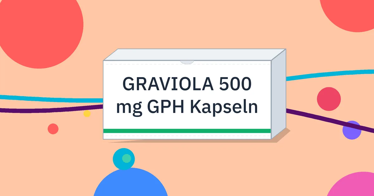 Symbolbild: Packung mit der Aufschrift GRAVIOLA 500 mg GPH Kapseln (PZN 20282650) – Verfügbarkeit und Bezug in Apotheken in Frankfurt am Main