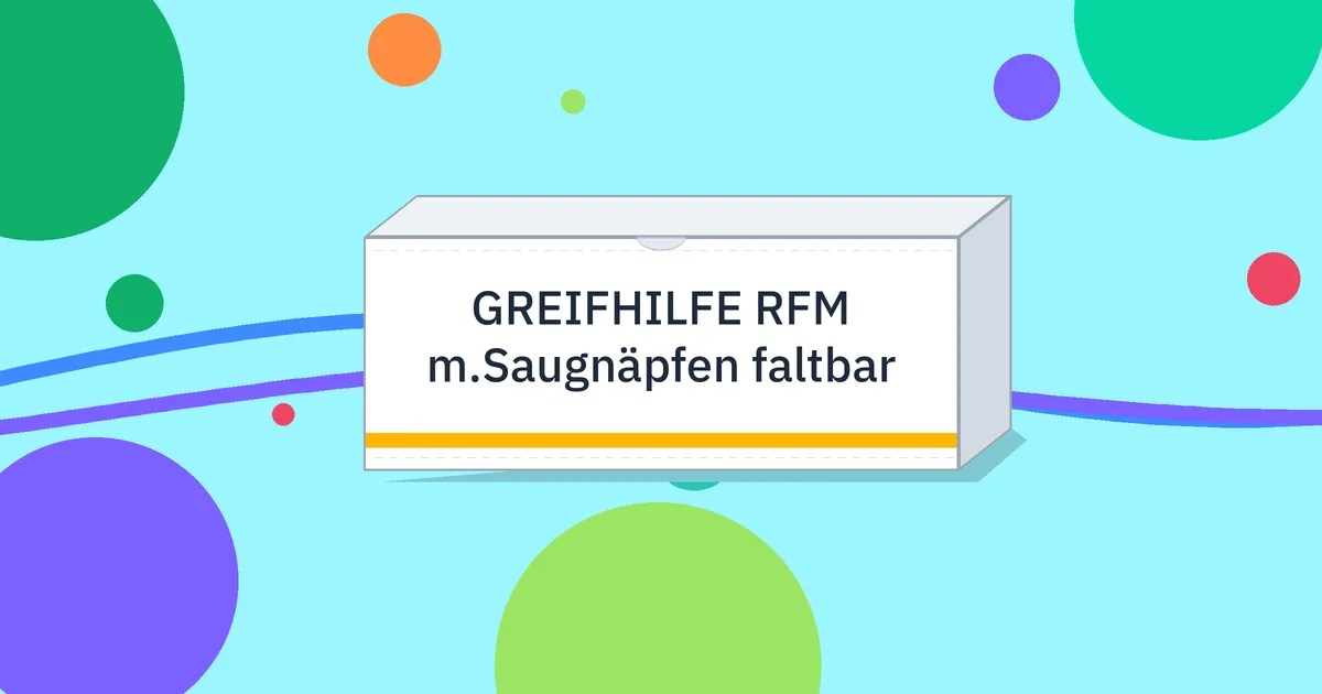 Symbolbild: Packung mit der Aufschrift GREIFHILFE RFM m.Saugnäpfen faltbar (PZN 05374685) – Verfügbarkeit und Bezug in Apotheken in Frankfurt am Main