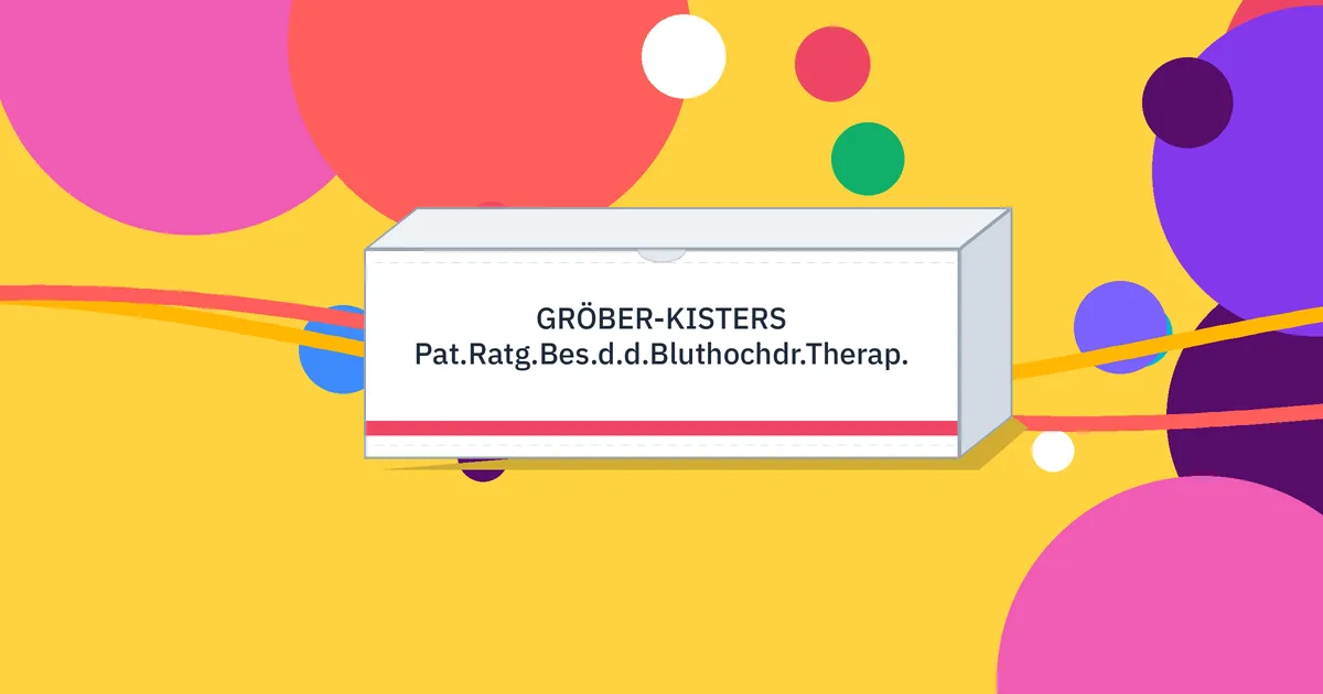 Symbolbild: Packung mit der Aufschrift GRÖBER-KISTERS Pat.Ratg.Bes.d.d.Bluthochdr.Therap. (PZN 11183096) – Verfügbarkeit und Bezug in Apotheken in Frankfurt am Main