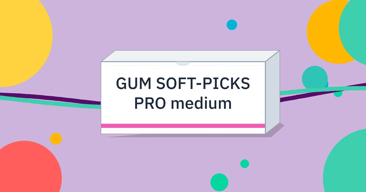 Symbolbild: Packung mit der Aufschrift GUM SOFT-PICKS PRO medium (PZN 18468330) – Verfügbarkeit und Bezug in Apotheken in Frankfurt am Main