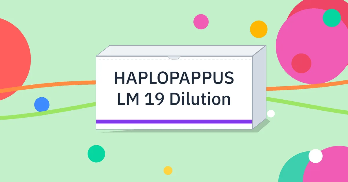 Symbolbild: Packung mit der Aufschrift HAPLOPAPPUS LM 19 Dilution (PZN 12884961) – Verfügbarkeit und Bezug in Apotheken in Frankfurt am Main