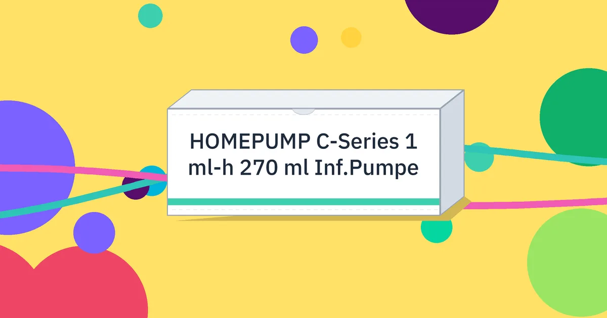 Symbolbild: Packung mit der Aufschrift HOMEPUMP C-Series 1 ml-h 270 ml Inf.Pumpe (PZN 10625830) – Verfügbarkeit und Bezug in Apotheken in Frankfurt am Main