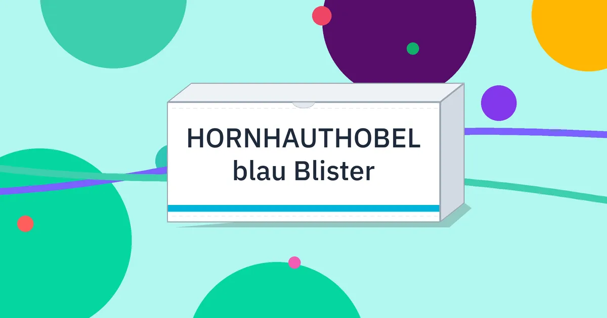 Symbolbild: Packung mit der Aufschrift HORNHAUTHOBEL blau Blister (PZN 01605159) – Verfügbarkeit und Bezug in Apotheken in Frankfurt am Main