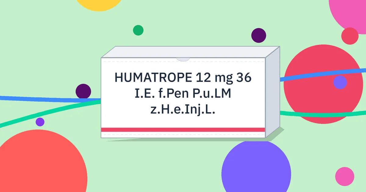 Symbolbild: Packung mit der Aufschrift HUMATROPE 12 mg 36 I.E. f.Pen P.u.LM z.H.e.Inj.L. (PZN 08756890) – Verfügbarkeit und Bezug in Apotheken in Frankfurt am Main