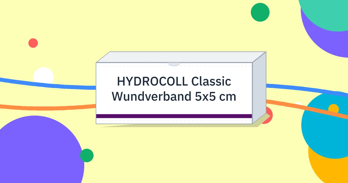 Symbolbild: Packung mit der Aufschrift HYDROCOLL Classic Wundverband 5x5 cm (PZN 19814231) – Verfügbarkeit und Bezug in Apotheken in Frankfurt am Main