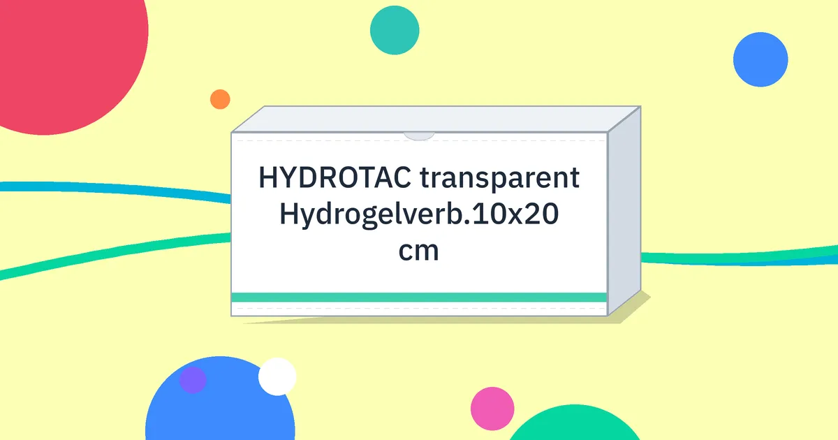 Symbolbild: Packung mit der Aufschrift HYDROTAC transparent Hydrogelverb.10x20 cm (PZN 12801716) – Verfügbarkeit und Bezug in Apotheken in Frankfurt am Main