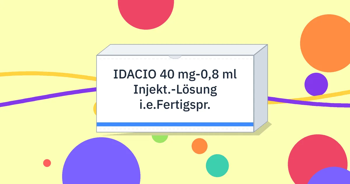 Symbolbild: Packung mit der Aufschrift IDACIO 40 mg-0,8 ml Injekt.-Lösung i.e.Fertigspr. (PZN 16811947) – Verfügbarkeit und Bezug in Apotheken in Frankfurt am Main
