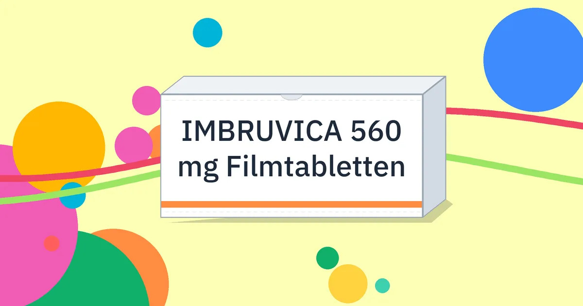 Symbolbild: Packung mit der Aufschrift IMBRUVICA 560 mg Filmtabletten (PZN 18401461) – Verfügbarkeit und Bezug in Apotheken in Frankfurt am Main