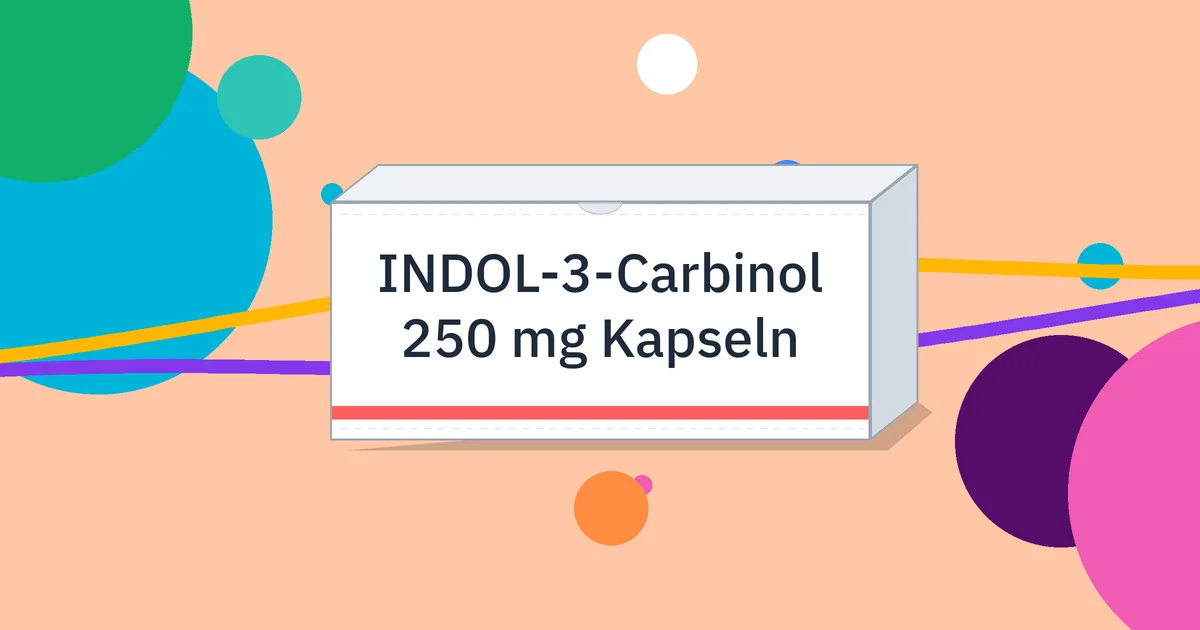 Symbolbild: Packung mit der Aufschrift INDOL-3-Carbinol 250 mg Kapseln (PZN 18487209) – Verfügbarkeit und Bezug in Apotheken in Frankfurt am Main