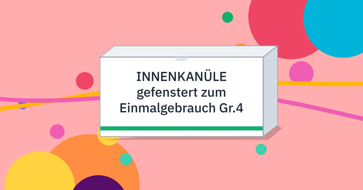Symbolbild: Packung mit der Aufschrift INNENKANÜLE gefenstert zum Einmalgebrauch Gr.4 (PZN 03381161) – Verfügbarkeit und Bezug in Apotheken in Frankfurt am Main