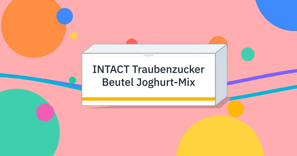 Symbolbild: Packung mit der Aufschrift INTACT Traubenzucker Beutel Joghurt-Mix (PZN 18720634) – Verfügbarkeit und Bezug in Apotheken in Frankfurt am Main