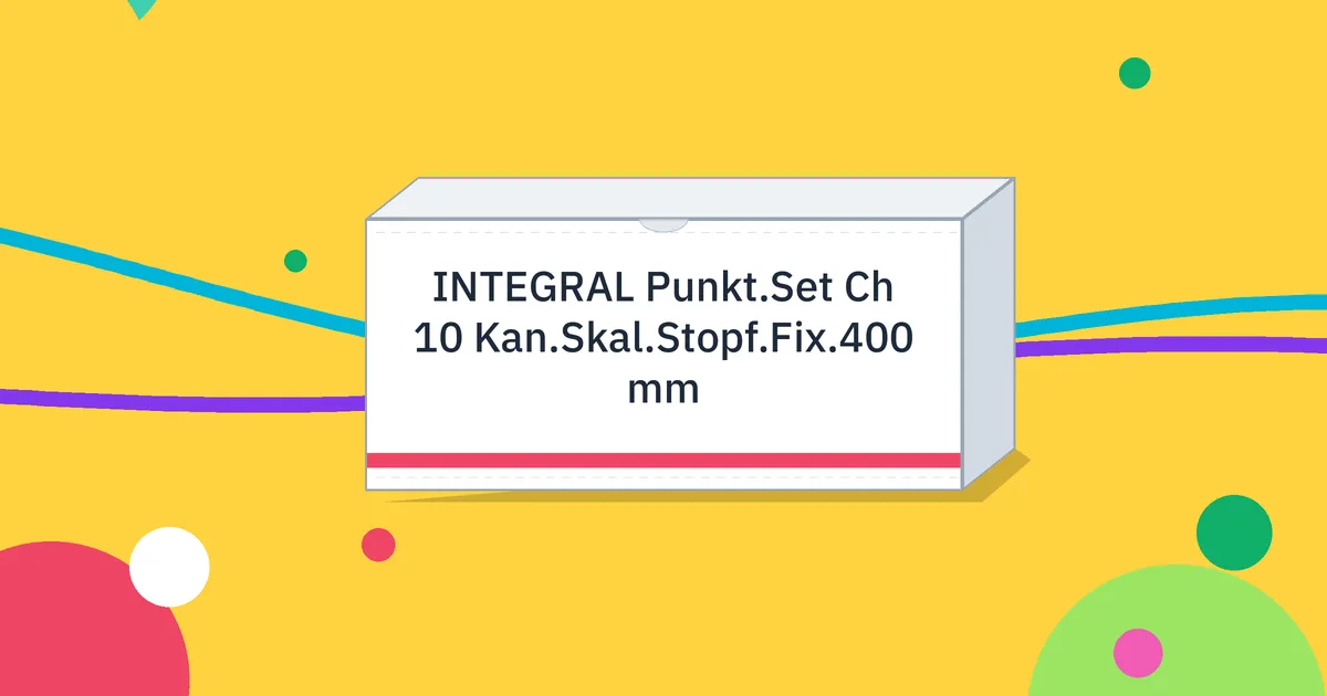 Symbolbild: Packung mit der Aufschrift INTEGRAL Punkt.Set Ch 10 Kan.Skal.Stopf.Fix.400 mm (PZN 00793667) – Verfügbarkeit und Bezug in Apotheken in Frankfurt am Main