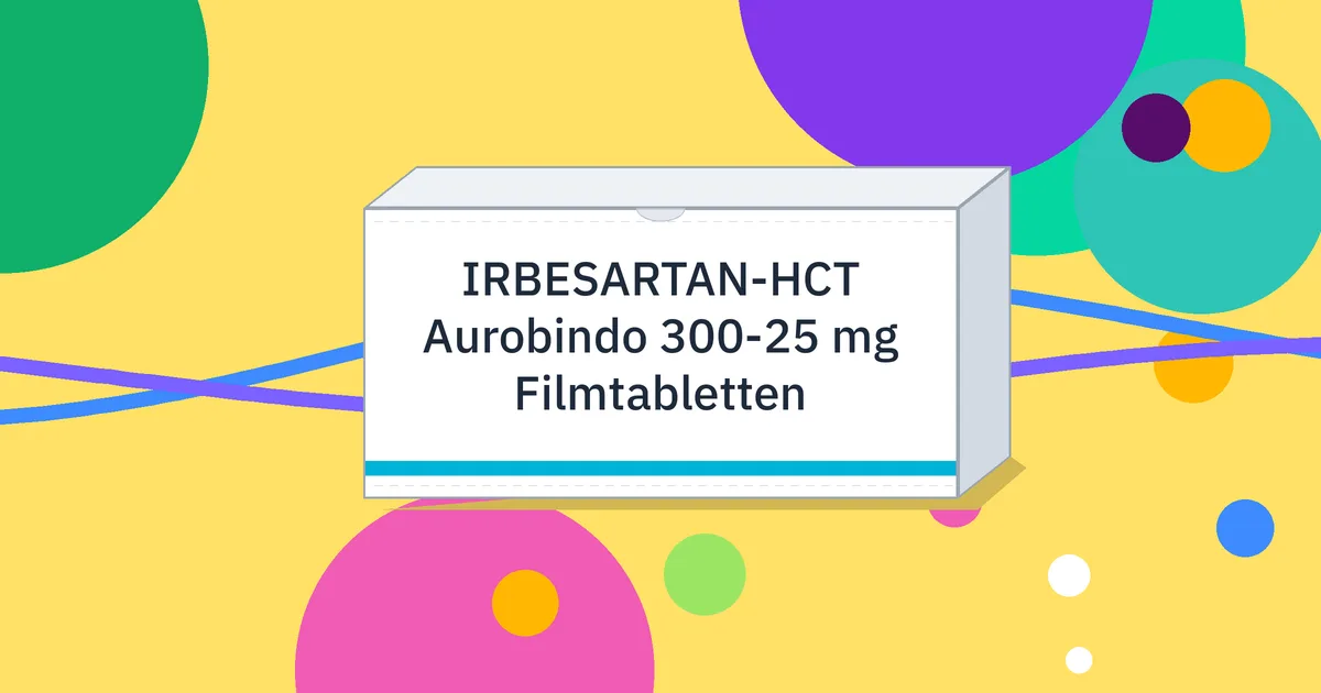 Symbolbild: Packung mit der Aufschrift IRBESARTAN-HCT Aurobindo 300-25 mg Filmtabletten (PZN 02816131) – Verfügbarkeit und Bezug in Apotheken in Frankfurt am Main