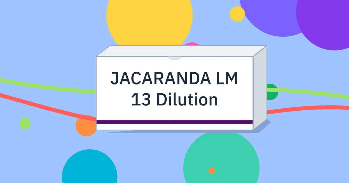 Symbolbild: Packung mit der Aufschrift JACARANDA LM 13 Dilution (PZN 13561409) – Verfügbarkeit und Bezug in Apotheken in Frankfurt am Main