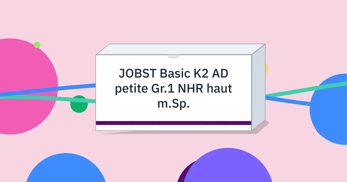 Symbolbild: Packung mit der Aufschrift JOBST Basic K2 AD petite Gr.1 NHR haut m.Sp. (PZN 15312656) – Verfügbarkeit und Bezug in Apotheken in Frankfurt am Main
