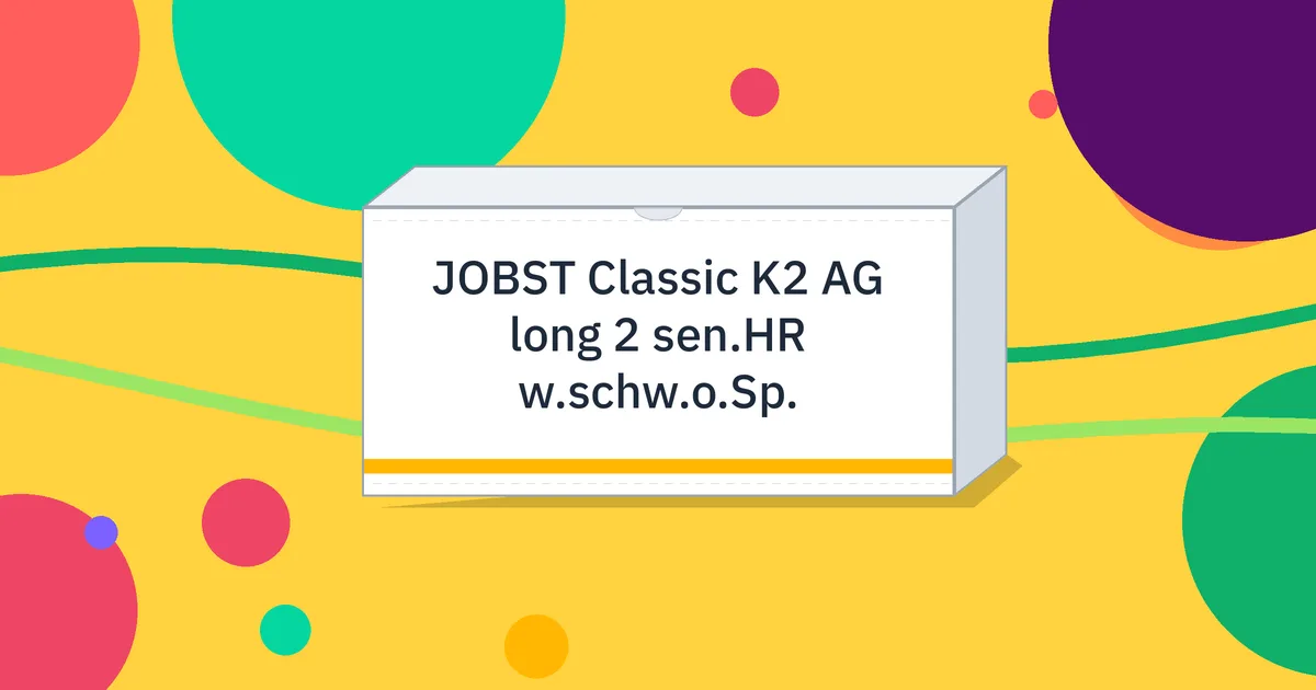 Symbolbild: Packung mit der Aufschrift JOBST Classic K2 AG long 2 sen.HR w.schw.o.Sp. (PZN 17959468) – Verfügbarkeit und Bezug in Apotheken in Frankfurt am Main