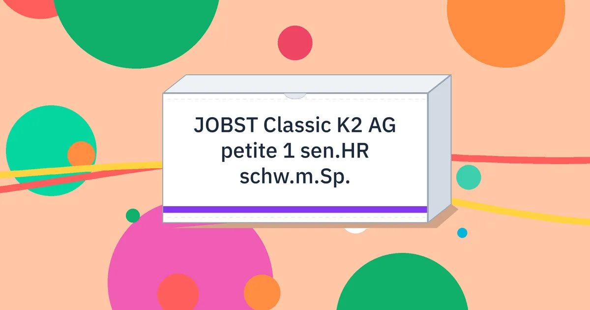 Symbolbild: Packung mit der Aufschrift JOBST Classic K2 AG petite 1 sen.HR schw.m.Sp. (PZN 17961583) – Verfügbarkeit und Bezug in Apotheken in Frankfurt am Main