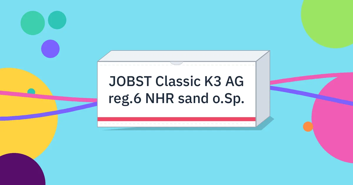 Symbolbild: Packung mit der Aufschrift JOBST Classic K3 AG reg.6 NHR sand o.Sp. (PZN 13073727) – Verfügbarkeit und Bezug in Apotheken in Frankfurt am Main