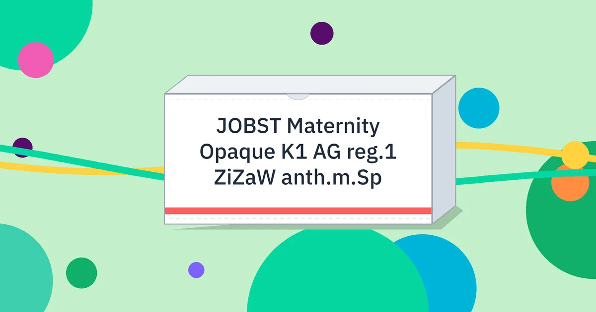Symbolbild: Packung mit der Aufschrift JOBST Maternity Opaque K1 AG reg.1 ZiZaW anth.m.Sp (PZN 15854794) – Verfügbarkeit und Bezug in Apotheken in Frankfurt am Main