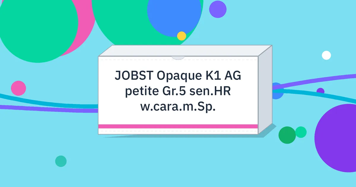 Symbolbild: Packung mit der Aufschrift JOBST Opaque K1 AG petite Gr.5 sen.HR w.cara.m.Sp. (PZN 13085966) – Verfügbarkeit und Bezug in Apotheken in Frankfurt am Main