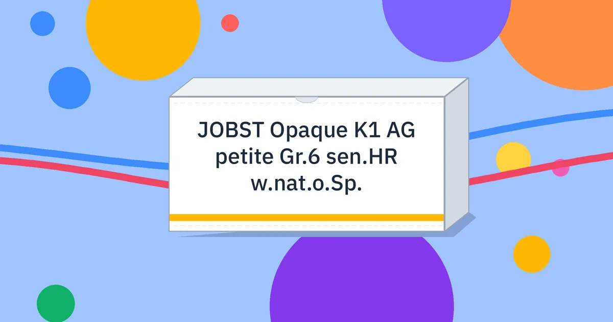 Symbolbild: Packung mit der Aufschrift JOBST Opaque K1 AG petite Gr.6 sen.HR w.nat.o.Sp. (PZN 13089409) – Verfügbarkeit und Bezug in Apotheken in Frankfurt am Main