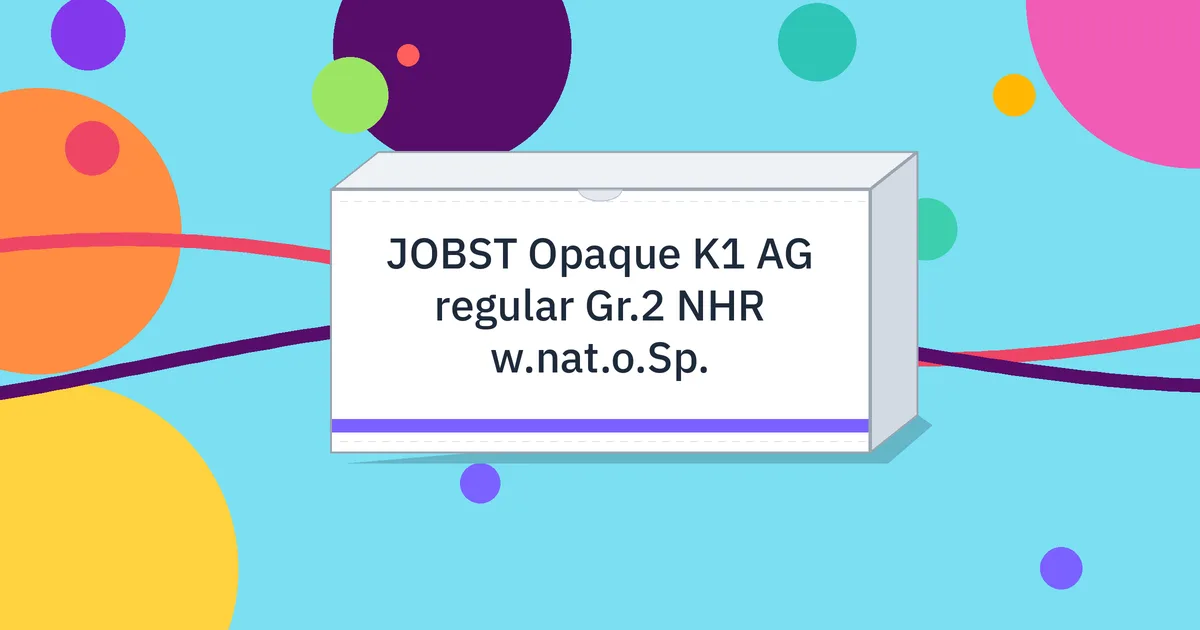 Symbolbild: Packung mit der Aufschrift JOBST Opaque K1 AG regular Gr.2 NHR w.nat.o.Sp. (PZN 13095640) – Verfügbarkeit und Bezug in Apotheken in Frankfurt am Main