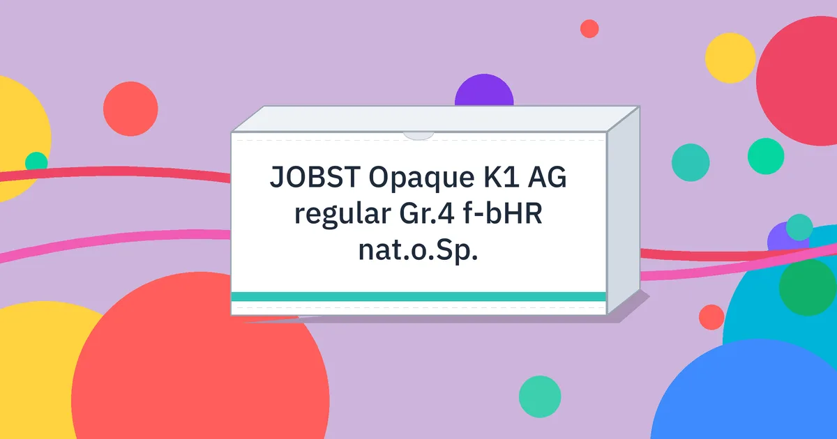 Symbolbild: Packung mit der Aufschrift JOBST Opaque K1 AG regular Gr.4 f-bHR nat.o.Sp. (PZN 13094534) – Verfügbarkeit und Bezug in Apotheken in Frankfurt am Main
