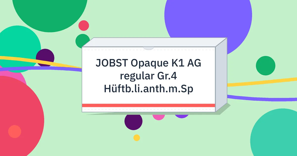 Symbolbild: Packung mit der Aufschrift JOBST Opaque K1 AG regular Gr.4 Hüftb.li.anth.m.Sp (PZN 16271994) – Verfügbarkeit und Bezug in Apotheken in Frankfurt am Main