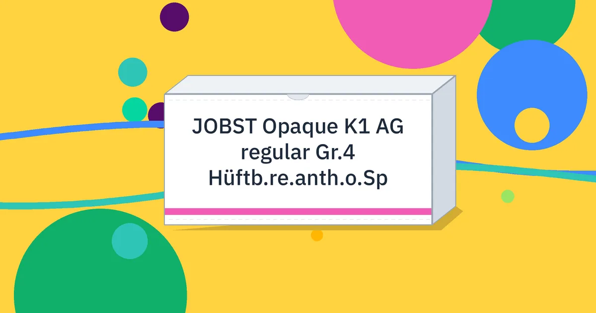 Symbolbild: Packung mit der Aufschrift JOBST Opaque K1 AG regular Gr.4 Hüftb.re.anth.o.Sp (PZN 16271793) – Verfügbarkeit und Bezug in Apotheken in Frankfurt am Main