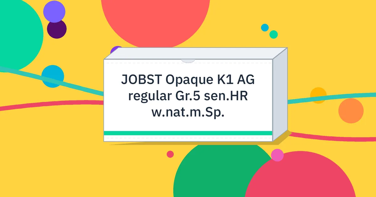 Symbolbild: Packung mit der Aufschrift JOBST Opaque K1 AG regular Gr.5 sen.HR w.nat.m.Sp. (PZN 13093210) – Verfügbarkeit und Bezug in Apotheken in Frankfurt am Main