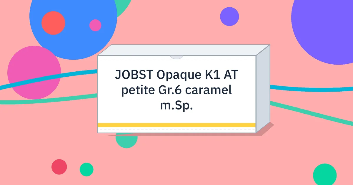 Symbolbild: Packung mit der Aufschrift JOBST Opaque K1 AT petite Gr.6 caramel m.Sp. (PZN 13103517) – Verfügbarkeit und Bezug in Apotheken in Frankfurt am Main
