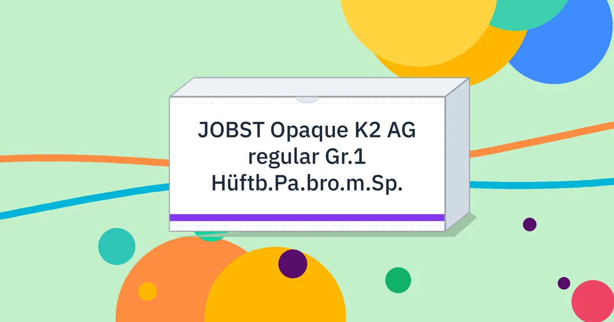 Symbolbild: Packung mit der Aufschrift JOBST Opaque K2 AG regular Gr.1 Hüftb.Pa.bro.m.Sp. (PZN 13116342) – Verfügbarkeit und Bezug in Apotheken in Frankfurt am Main