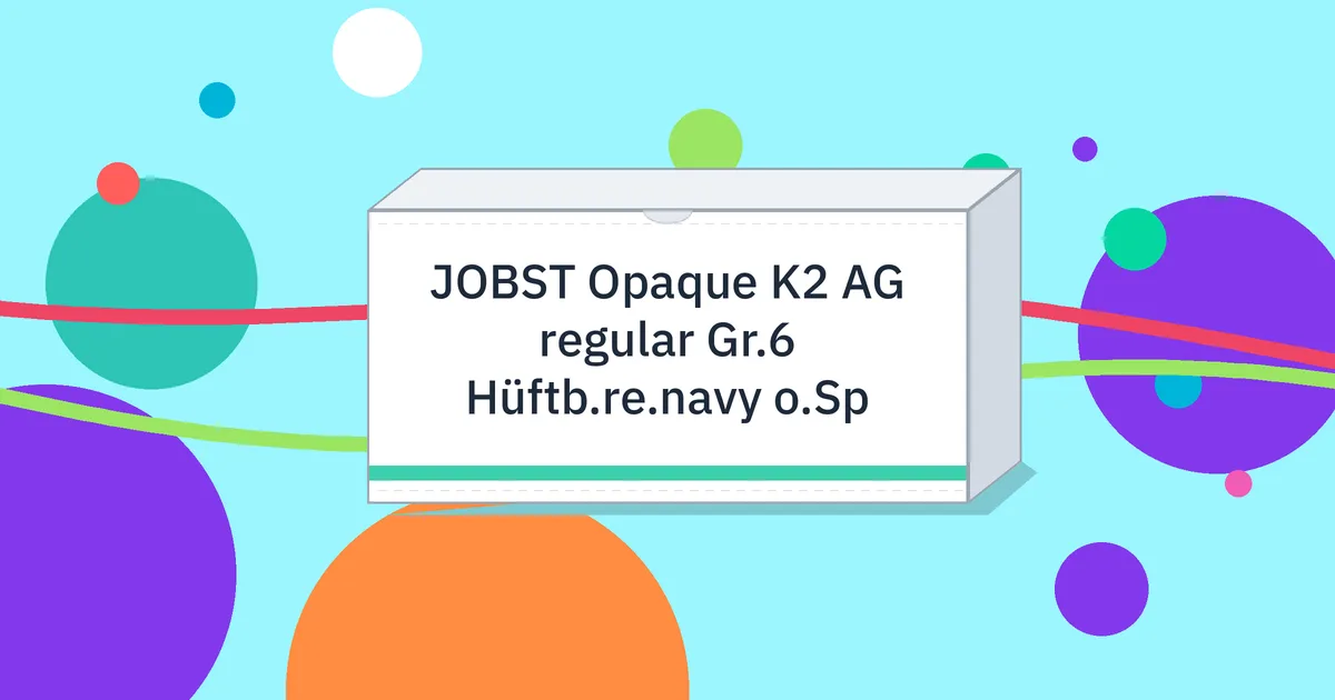 Symbolbild: Packung mit der Aufschrift JOBST Opaque K2 AG regular Gr.6 Hüftb.re.navy o.Sp (PZN 13117637) – Verfügbarkeit und Bezug in Apotheken in Frankfurt am Main