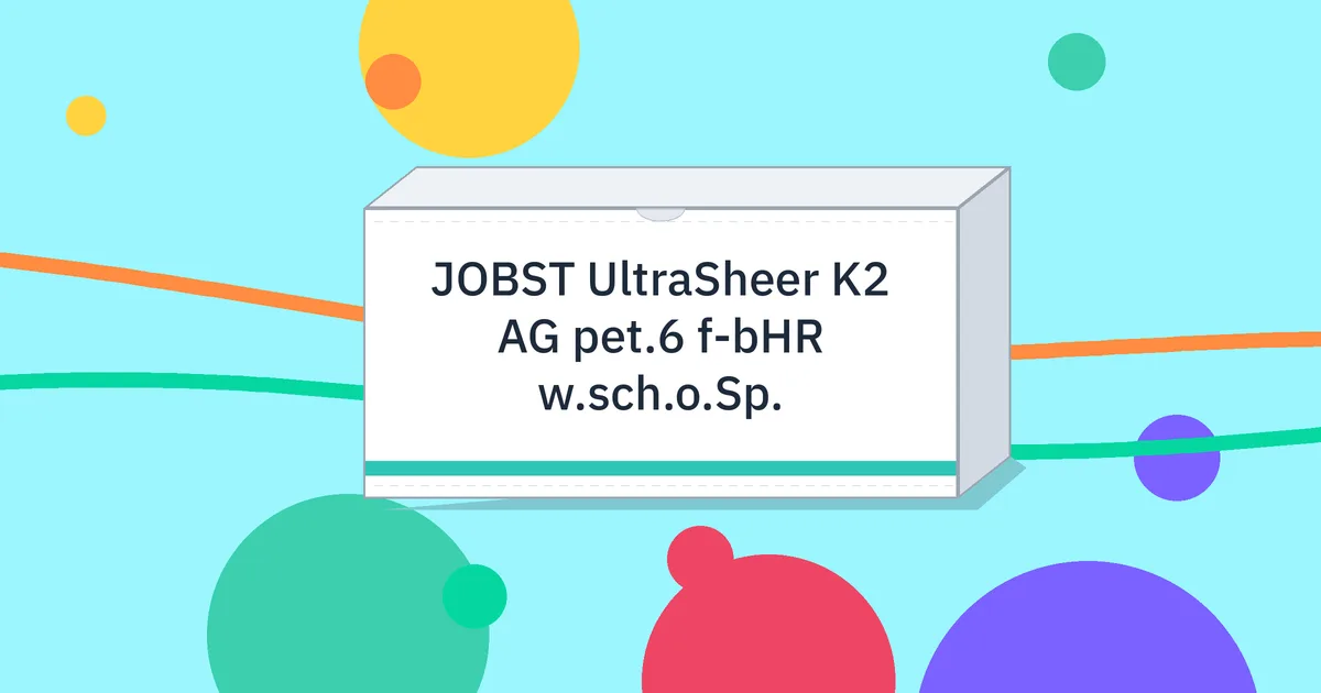 Symbolbild: Packung mit der Aufschrift JOBST UltraSheer K2 AG pet.6 f-bHR w.sch.o.Sp. (PZN 11264966) – Verfügbarkeit und Bezug in Apotheken in Frankfurt am Main
