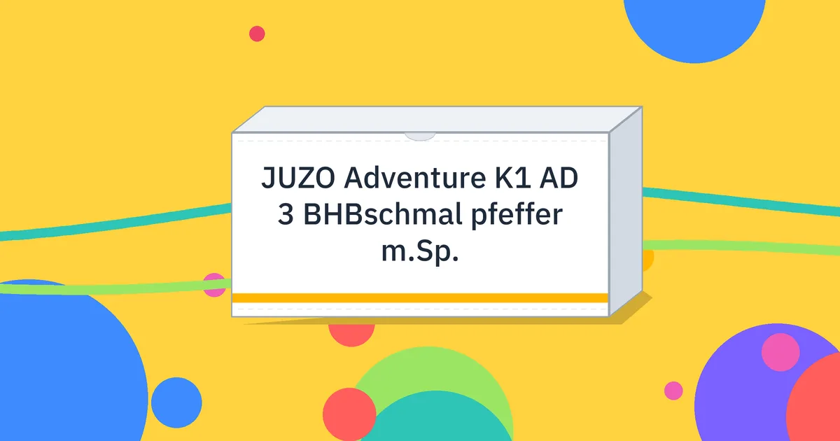 Symbolbild: Packung mit der Aufschrift JUZO Adventure K1 AD 3 BHBschmal pfeffer m.Sp. (PZN 15495728) – Verfügbarkeit und Bezug in Apotheken in Frankfurt am Main