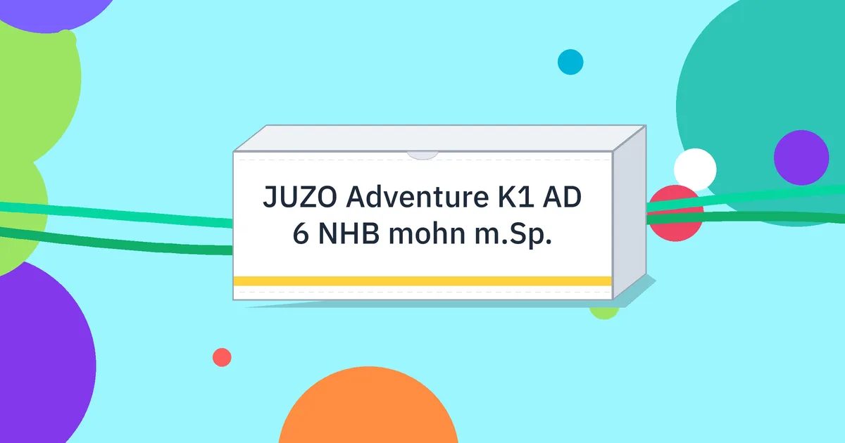 Symbolbild: Packung mit der Aufschrift JUZO Adventure K1 AD 6 NHB mohn m.Sp. (PZN 14974929) – Verfügbarkeit und Bezug in Apotheken in Frankfurt am Main